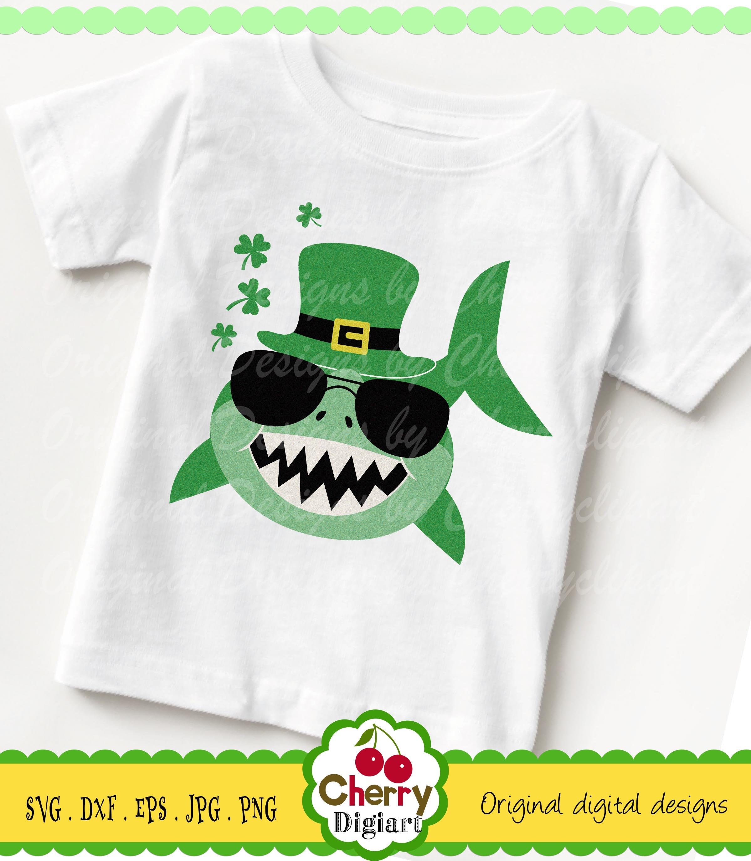 St. Patrick's Day Shark SVG: Leprechaun Hat Clipart (digital Download ...