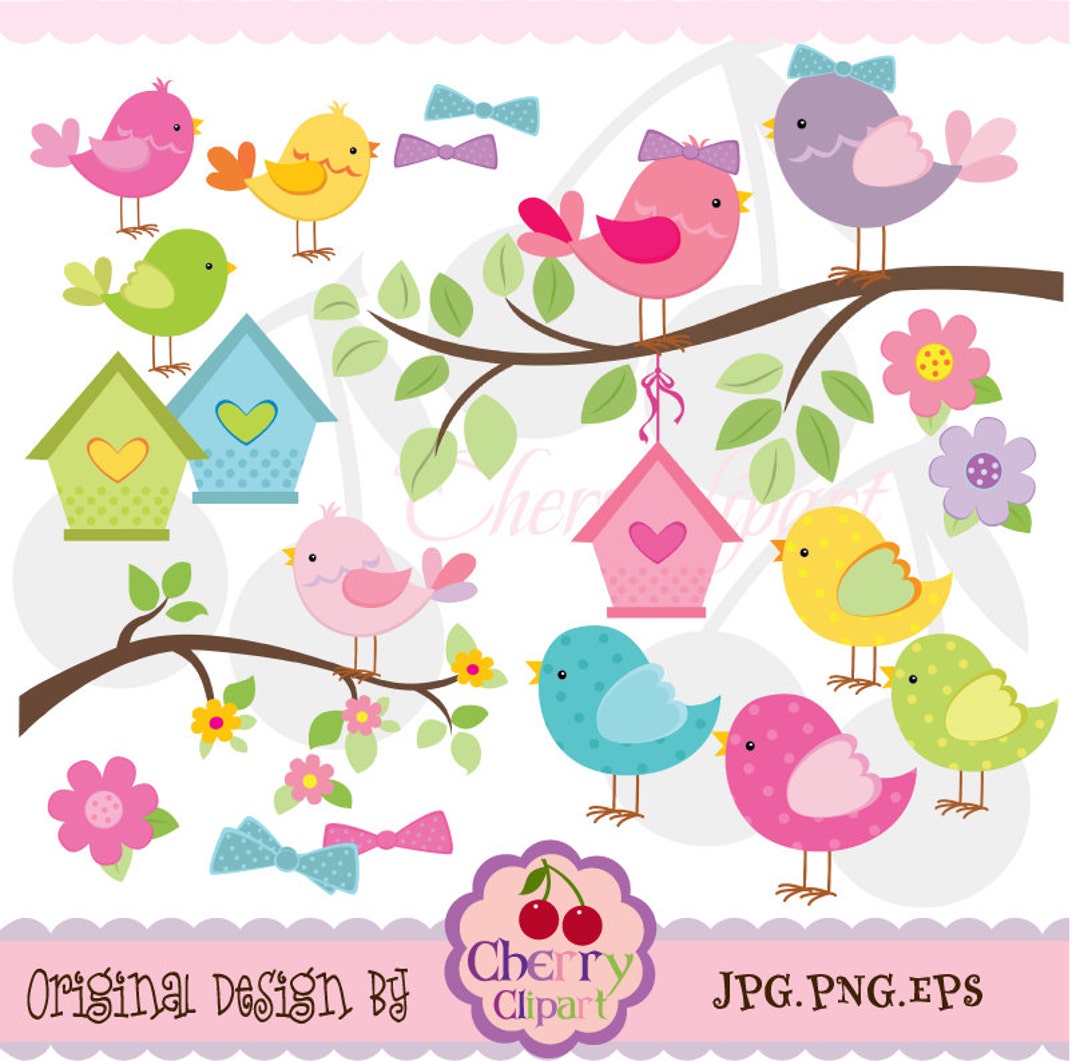 Little Birds Clipart Digital Set For-personal and Commercial Use-paper ...