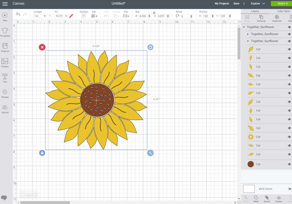 Sunflower SVG Dxf Sunflower Circle Svg Dxf Silhouette & - Etsy