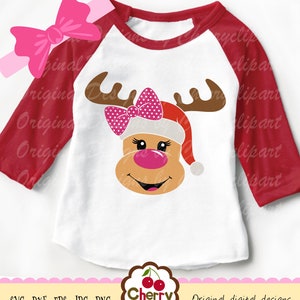 Christmas Reindeer Girl SVG Reindeer Face Silhouette & Cricut - Etsy
