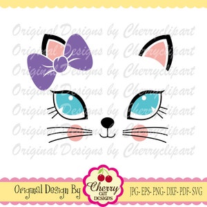 SVG DXF, Kitty Cat Face SVG, Cat Face Svg Animal Svg Silhouette and ...