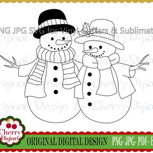 Snowman and Snow Lady, Snowman Couple Svg Png Jpg Silhouette & Cricut ...