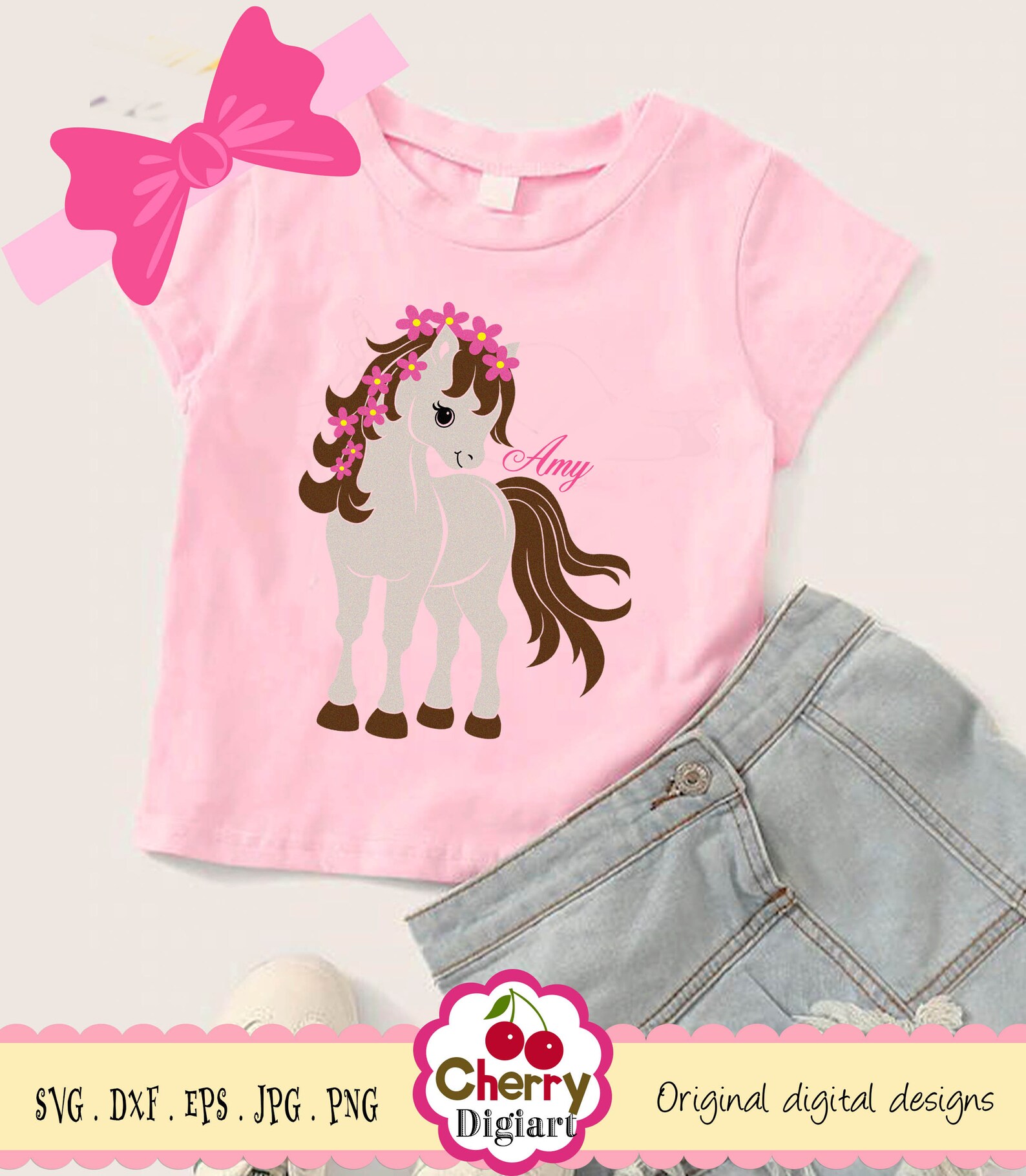 Pony Svg Flowres Pony Svg Farm Animal Svg Silhouette and - Etsy