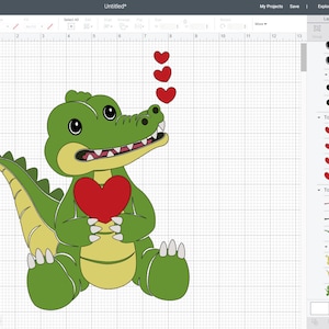 Valentine's Day Alligator Svg, Baby Alligator With Heart Svg Silhouette ...