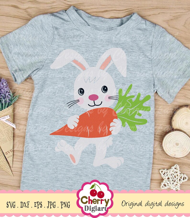 SVG Rabbit with carrot Easter Bunny svg Silhouette Cut Files | Etsy
