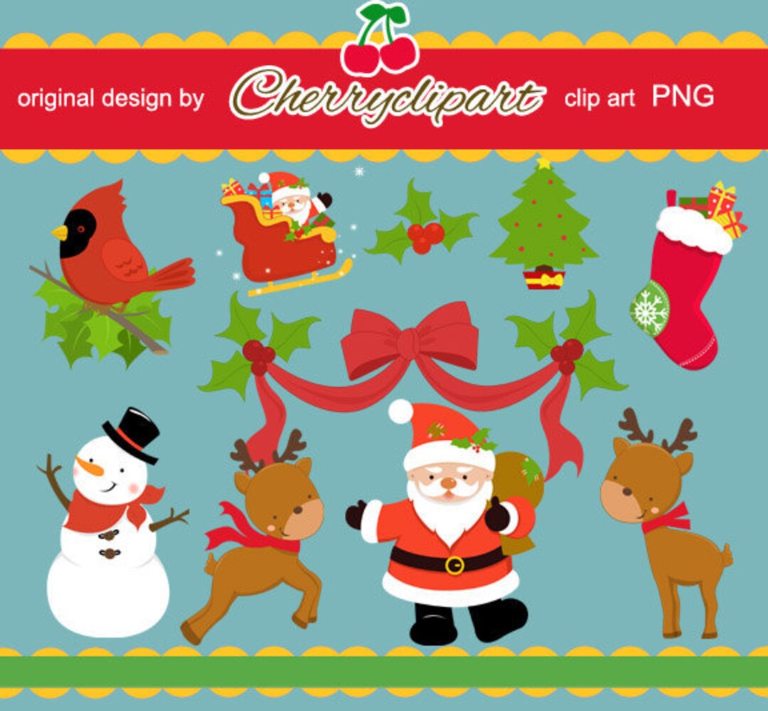 Merry Christmas Element Digital Clipart-personal and Commercial Use ...