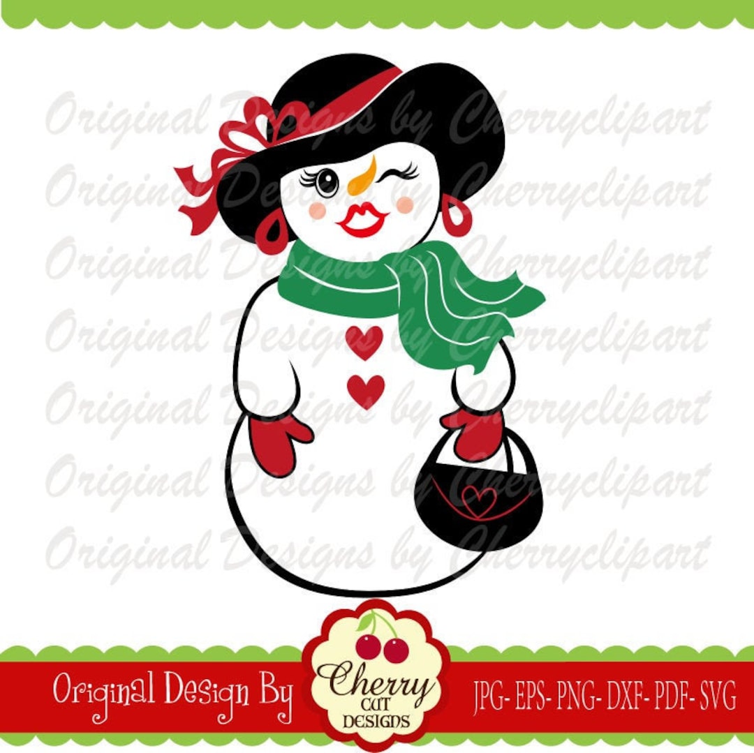 Snowman Svg Snow Lady Svg, Winter Snowman, Christmas Silhouette ...