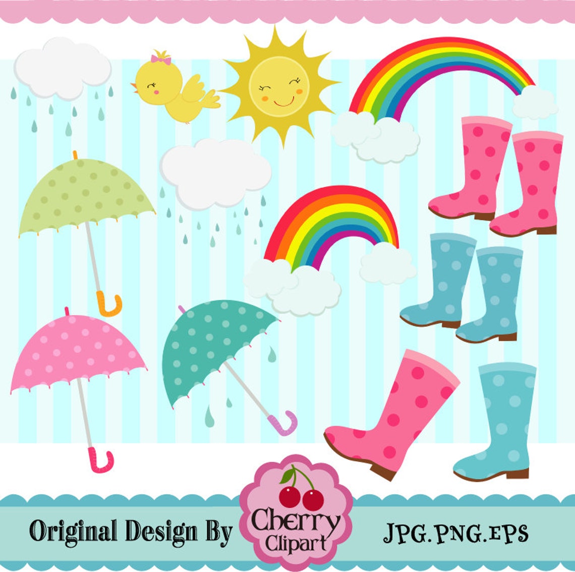 Spring Clip Artapril Shower Digital Clip Artrain Clip - Etsy