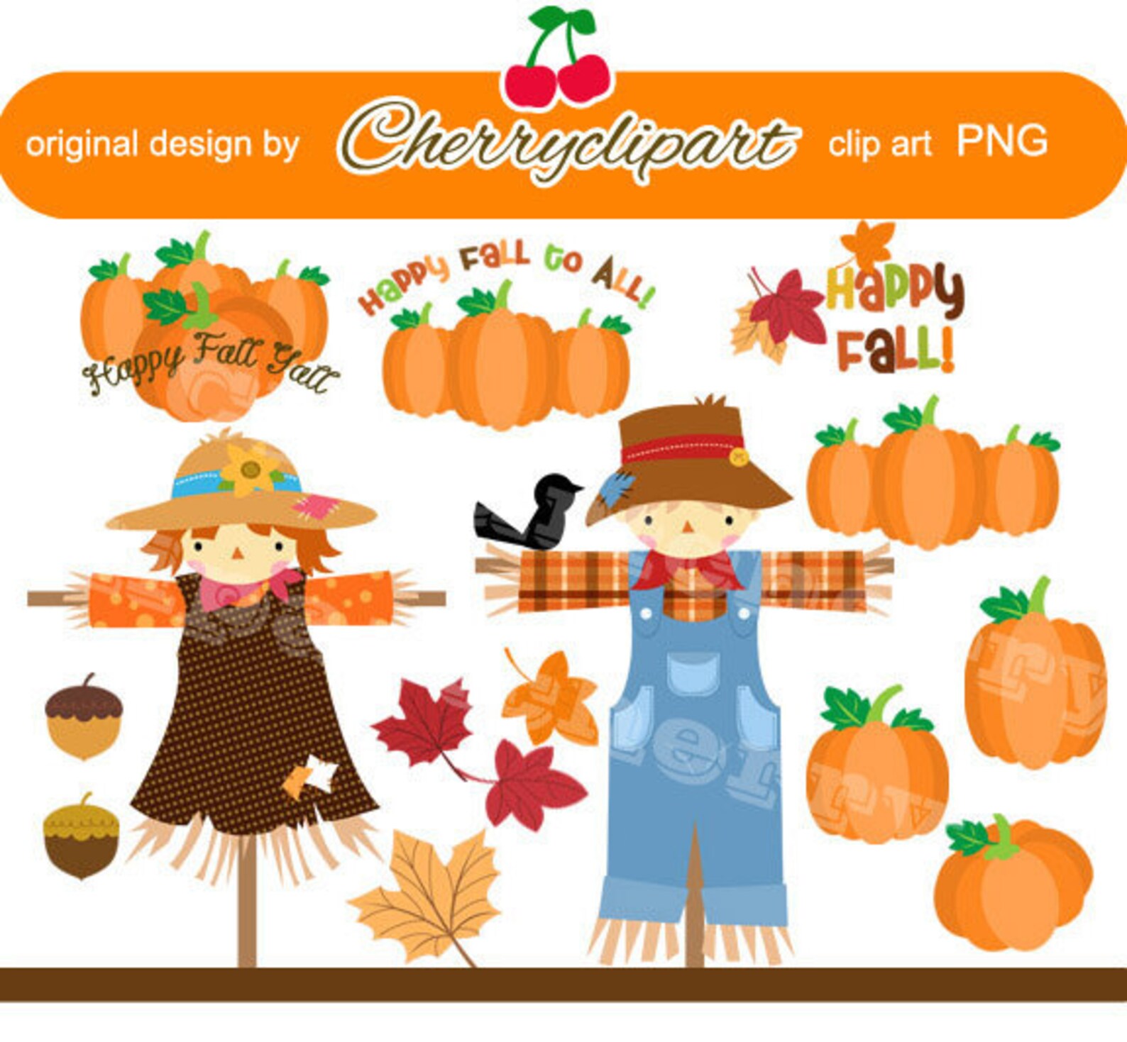 Happy Fall to All-digital Clipart personal and Commercial Use - Etsy