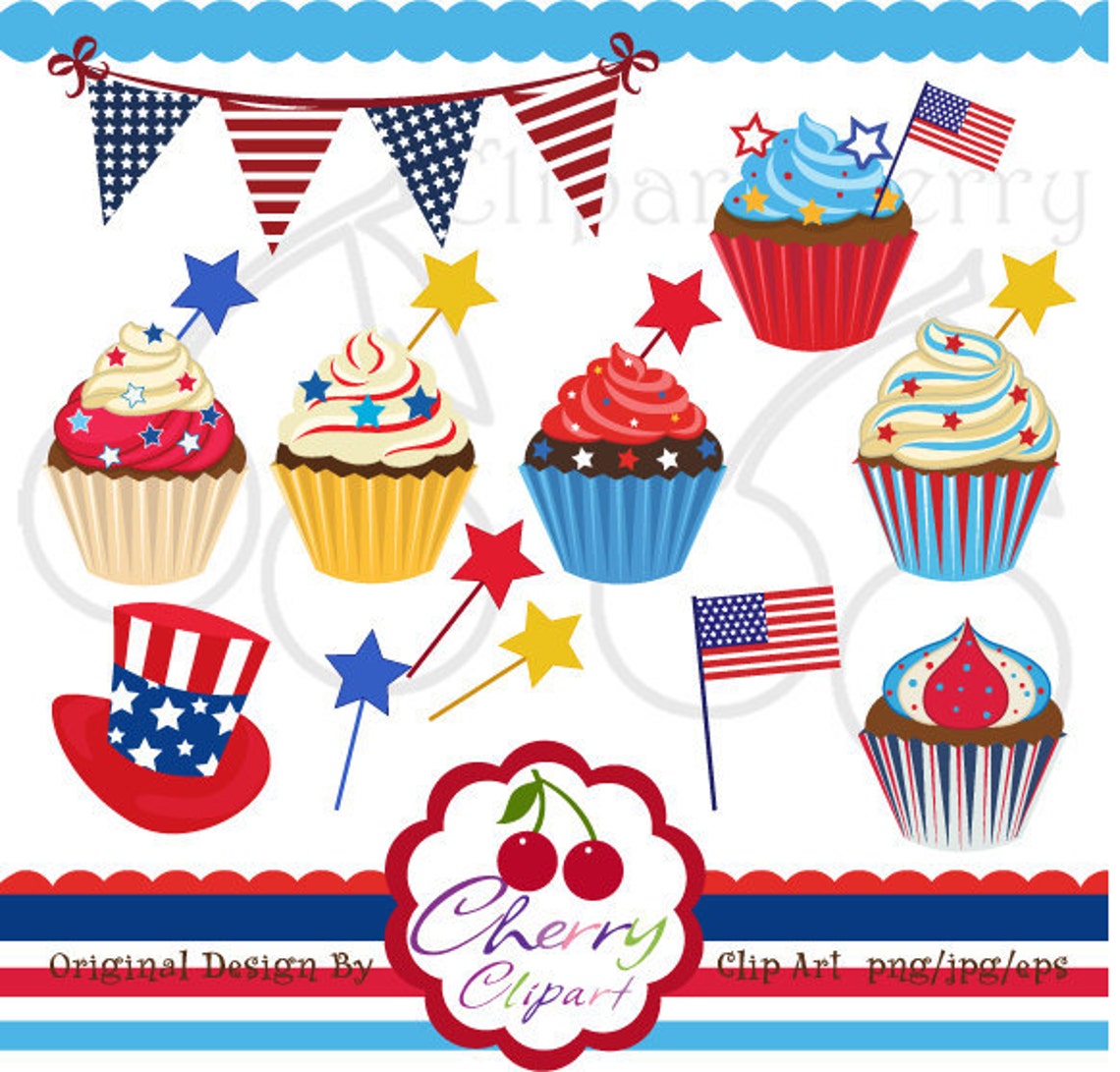 4th of July Cupcakes Digital Clipart Set For-personal and - Etsy