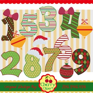 Christmas Numbers Clip Art,birthday Numbers,holiday Numbers Set ...