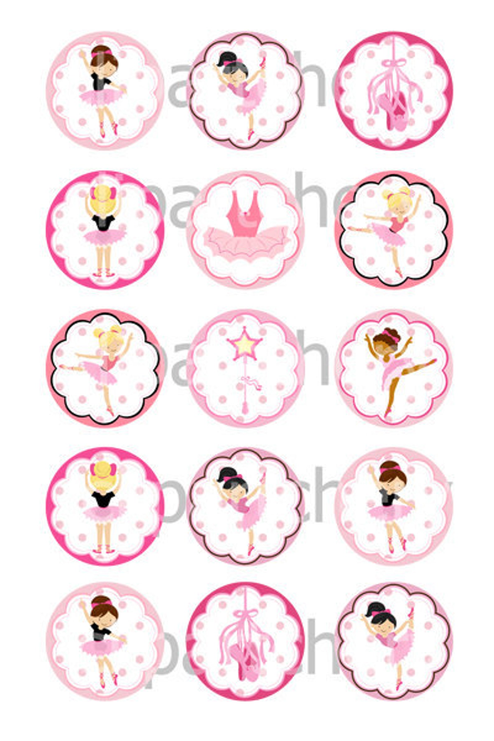 Little Ballet Dancer 1 Inch Circles Round Graphics Digital - Etsy