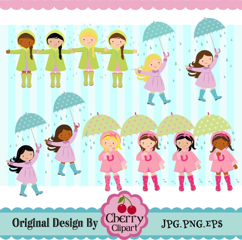 Spring Clip Artapril Shower Digital Clip Artrain Clip - Etsy