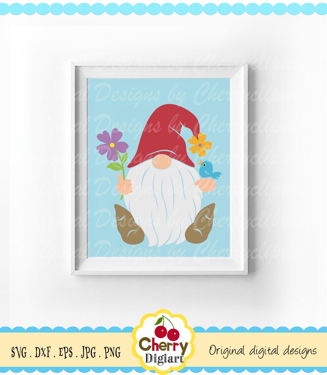 Spring Gnome Gnome With Flowers Svg Silhouette & Cricut Cut | Etsy