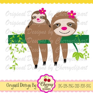 Sloth Svg Sloth Mom and Baby Svg Mother's Day Svg - Etsy
