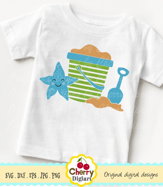 Starfish and Bucket Beach Bucket svg Starfish Svg Summer | Etsy