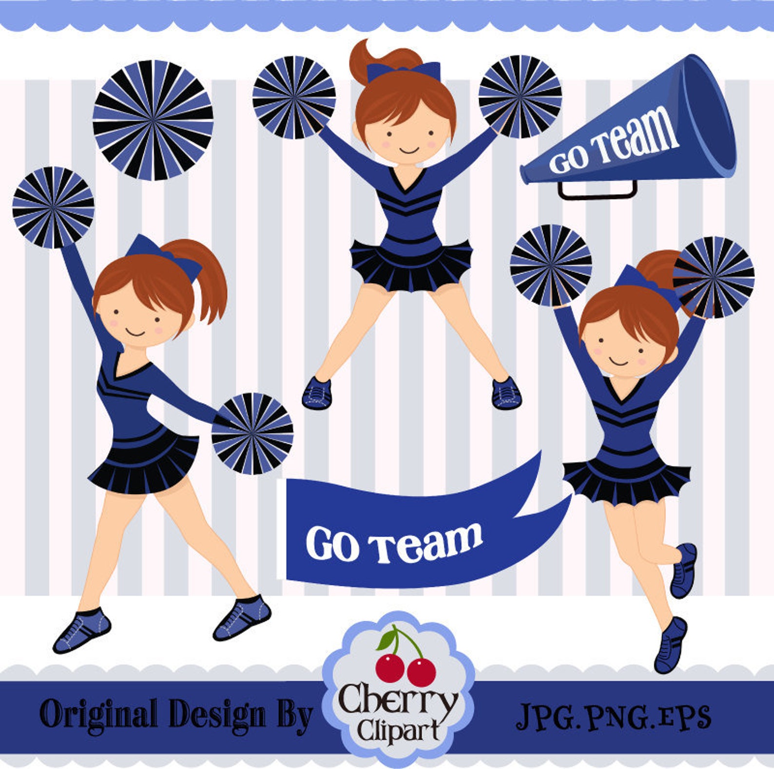Royal Blue and Black Cheerleaders Digital Clipart - Etsy