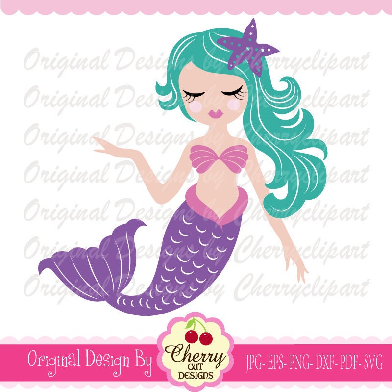 Sirena svg Sirena de pelo largo svg Silueta & Cricut Cut | Etsy