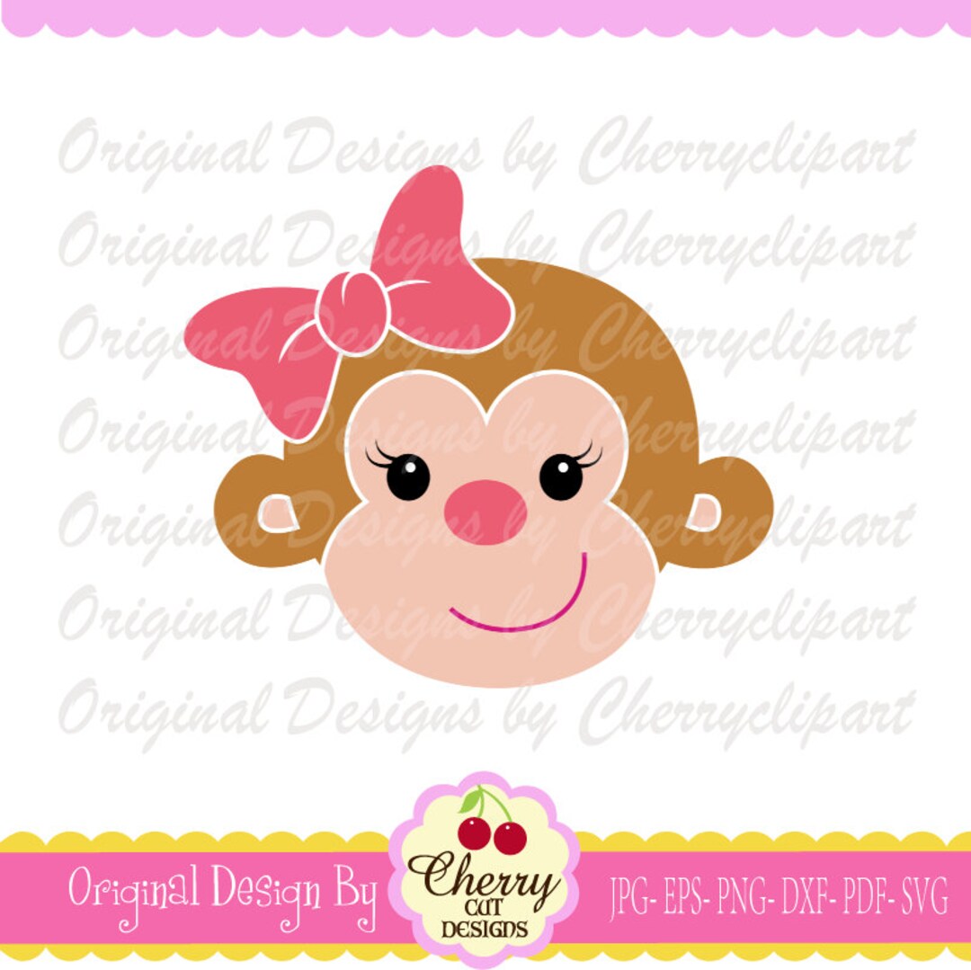 SVG DXF Monkey Girl Face Monkey Girl With Bow SVG Monkey - Etsy