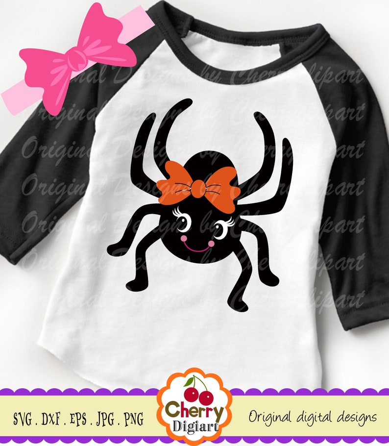 Halloween Spider Svg Spider Girl With Bow Svg Silhouette & - Etsy