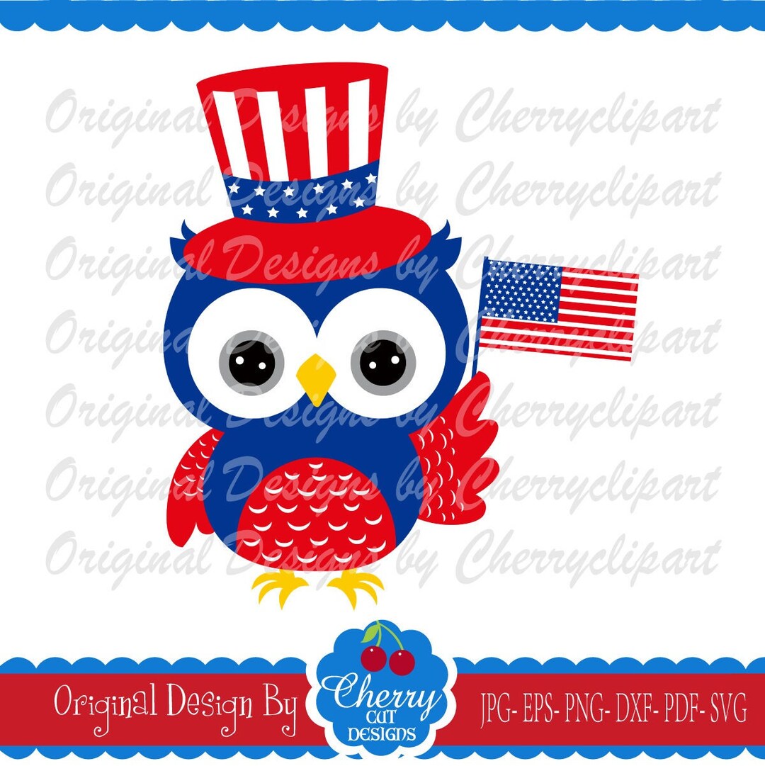 4th of July Owl Svg,independence Day Owl Svg Silhouette & Cricut Cut ...