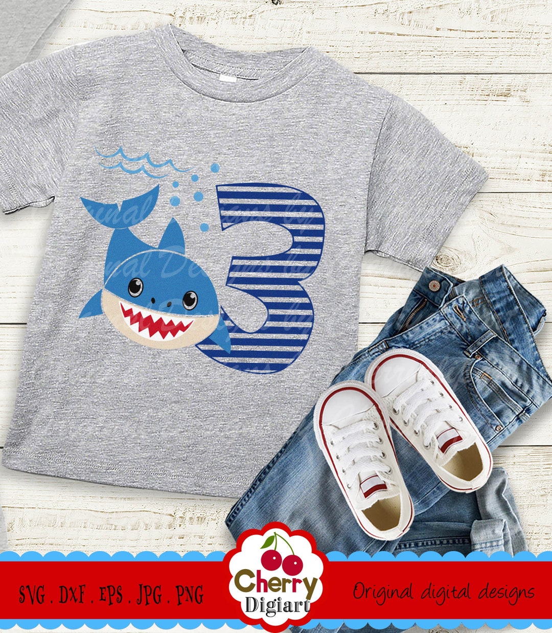 Shark Number 3 Png Svg, 3rd Birthday Png Svg for Vinyl Cutters and ...