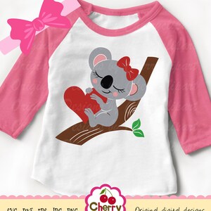 Valentines Day Koala Svg, Baby Koala With Heart Svg Silhouette & Cricut ...