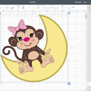 Monkey Svg, Baby Monkey on the Moon Svg, Monkey Girl SVG Silhouette ...