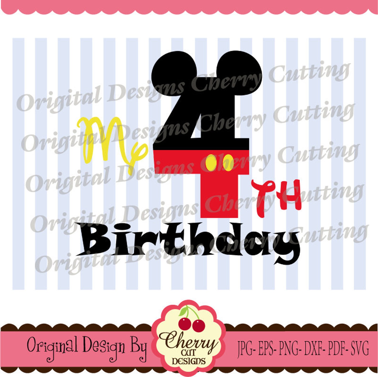 My 4th Birthday SVG DXF Mickey Number 4 Silhouette & Cricut | Etsy