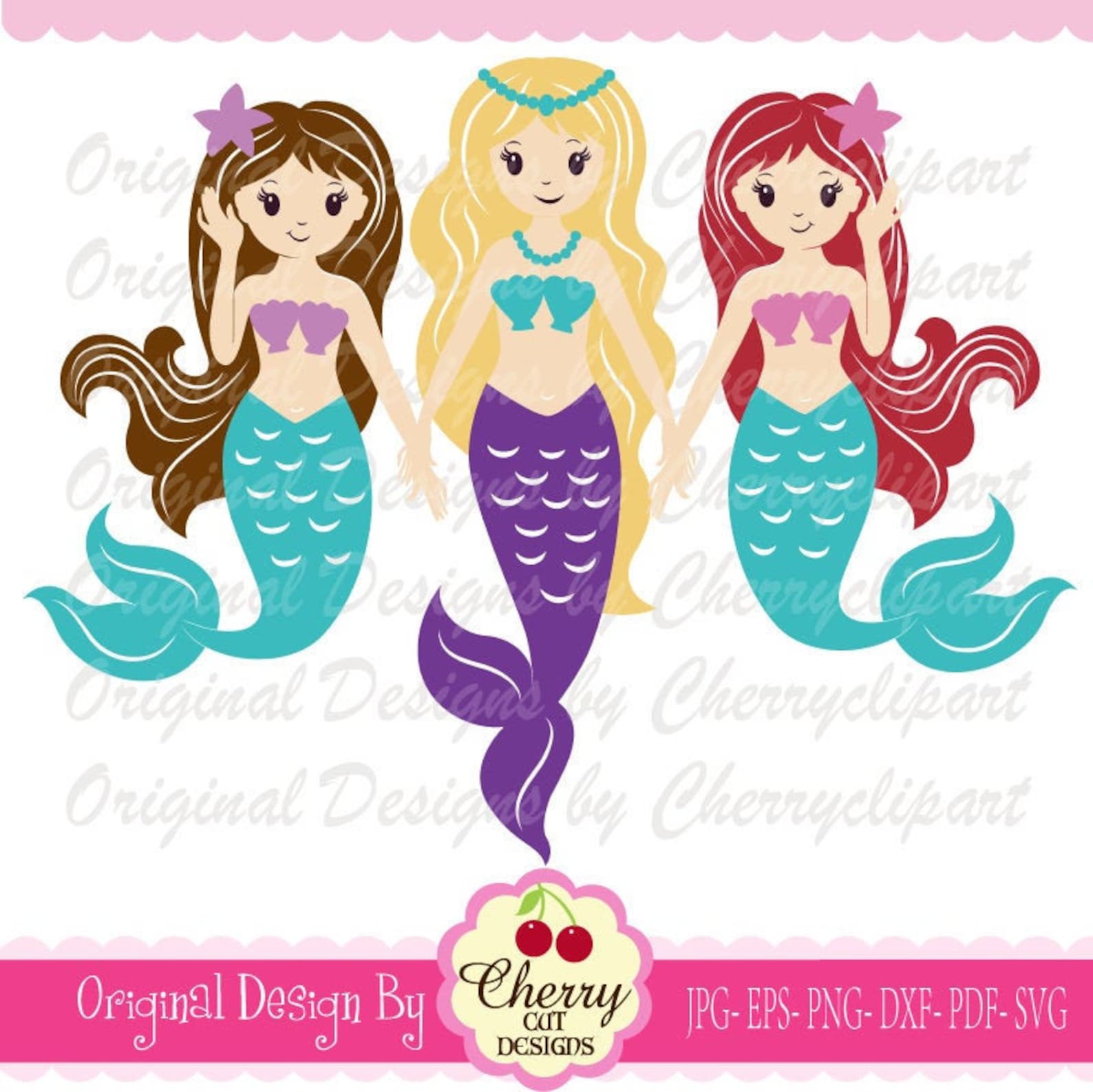 Mermaids svg Three mermaids svg Silhouette & Cricut Cut | Etsy