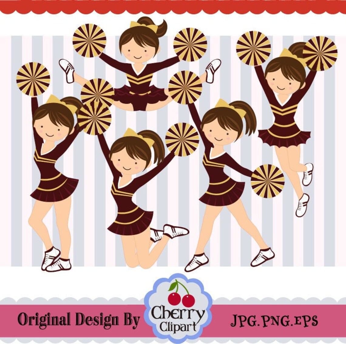 Signature Maroon and Gold Cheerleaders digital clipart set for | Etsy