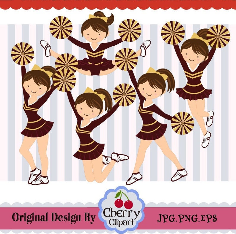 Signature Maroon and Gold Cheerleaders Digital Clipart Set for - Etsy