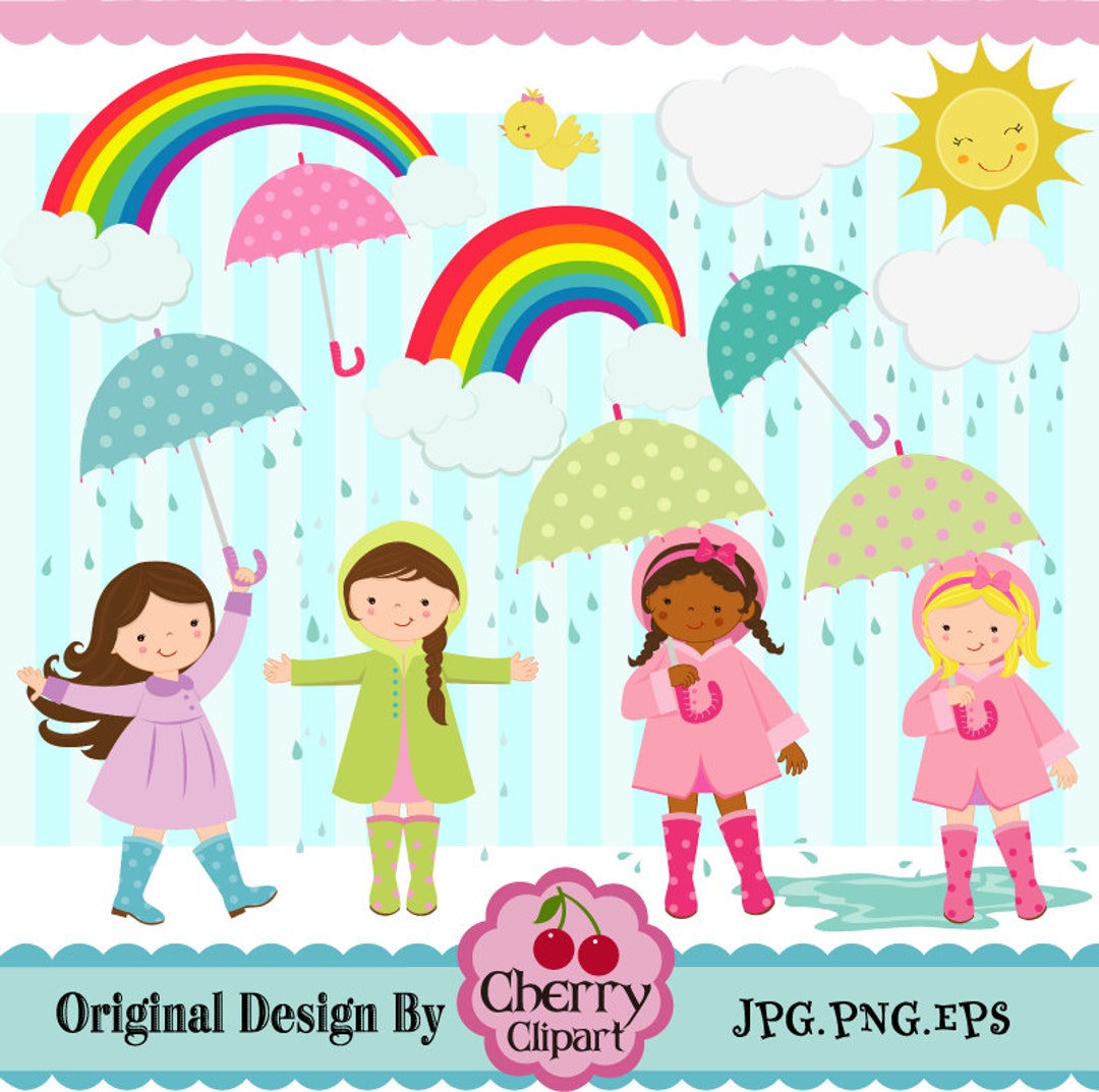 Spring Clip Art,april Shower Digital Clip Art,rain Clip Art-digital ...