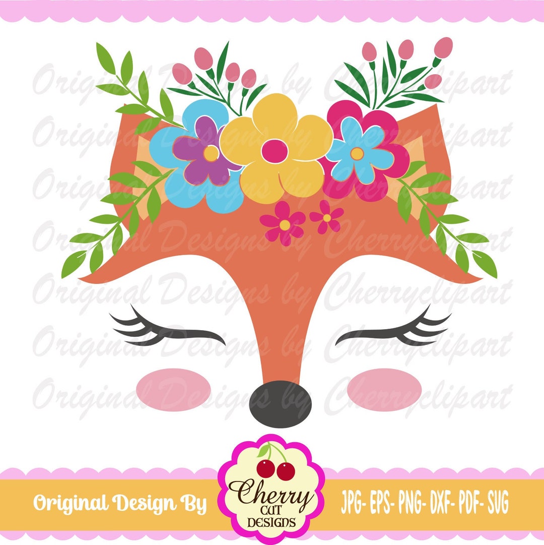 Flowers Fox Face Svg Png Jpg, Spring Fox Girl Svg Silhouette & Cricut ...