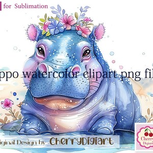 Hippos Watercolor Clipart Bundle, Hippo Printable, Hippo Png ...