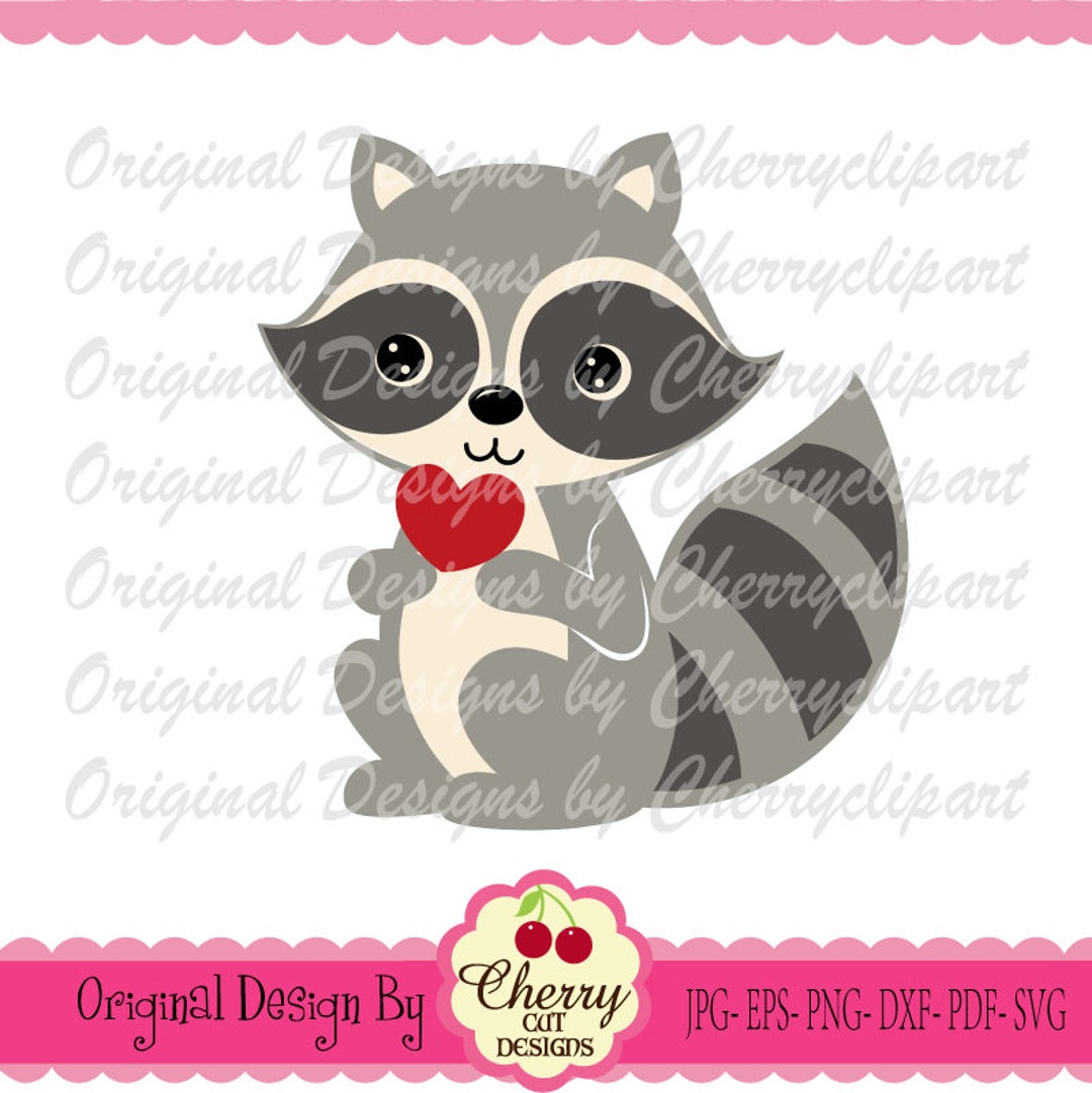 Valentine Racoon With Heart Svg Racoon Boy Svg Silhouette & - Etsy