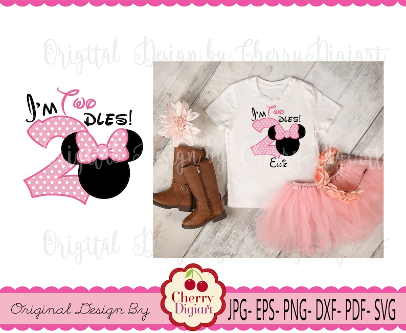 Minnie Mouse Twodles 2nd Birthday SVG PNG: Iron on Transfer, Canva ...