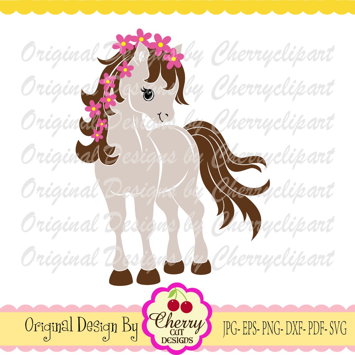 Pony Svg Flowres Pony Svg Farm Animal Svg Silhouette and - Etsy