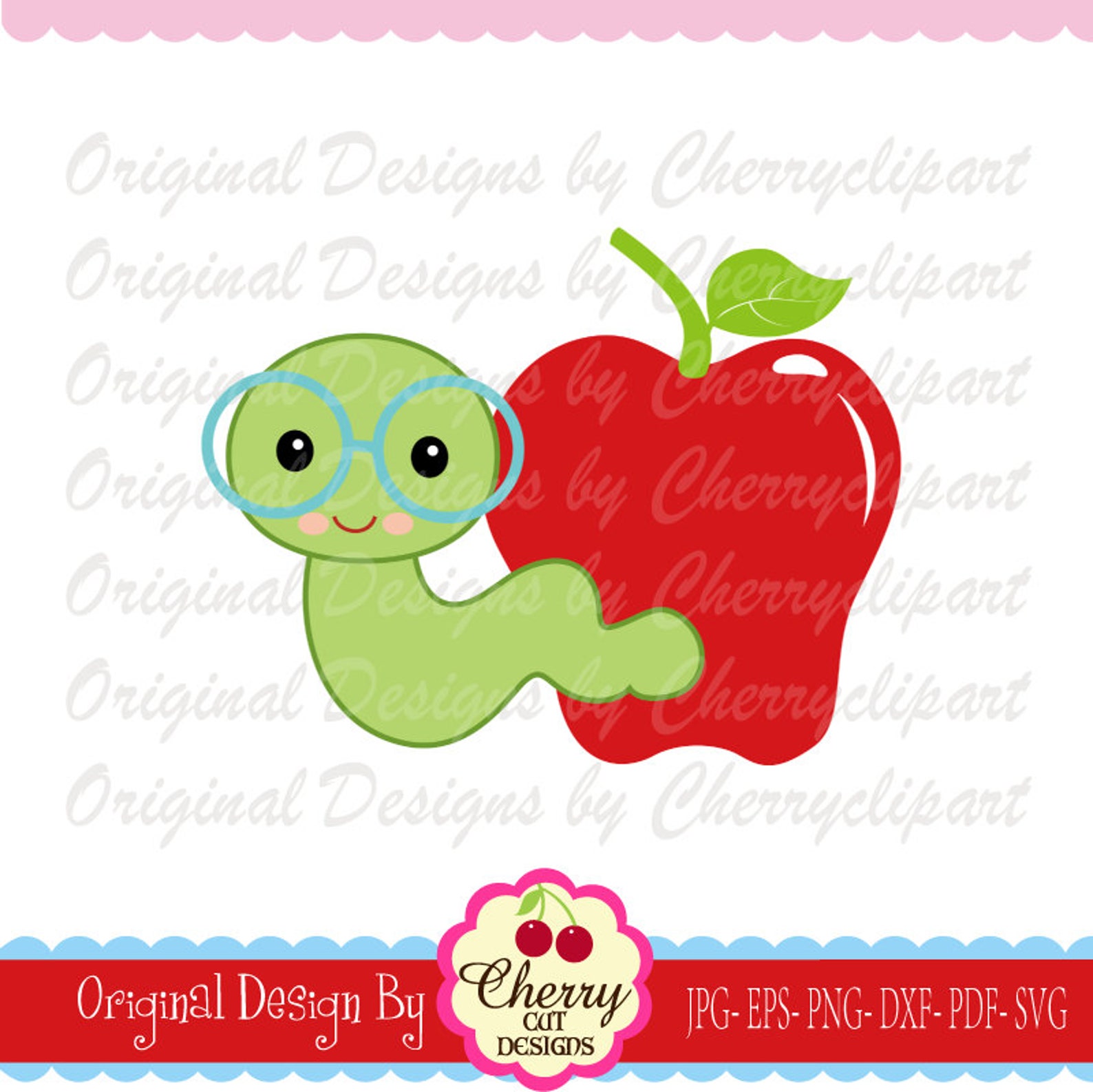 Book Worm Apple Svg Back to School SVG DXF School Silhouette - Etsy