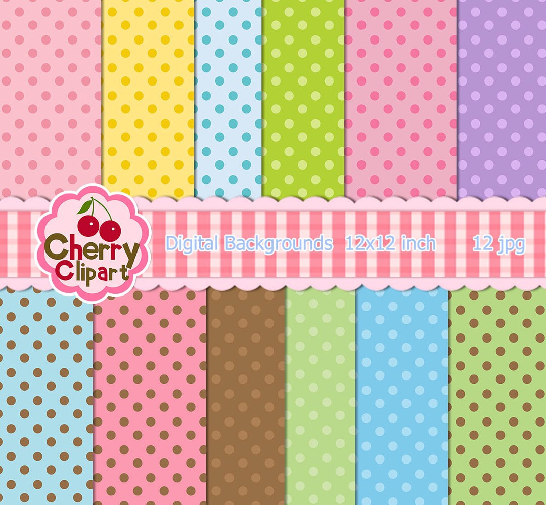 Party Dots Digital Papers Pack for Card Design, Scrapbooking, and Web ...