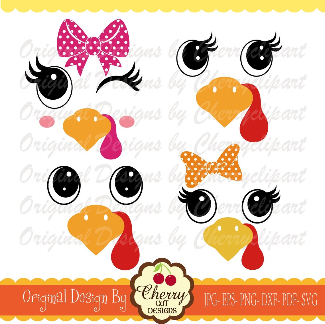 Thanksgiving Turkey Faces Svg Turkey With Bow Svg Silhouette - Etsy