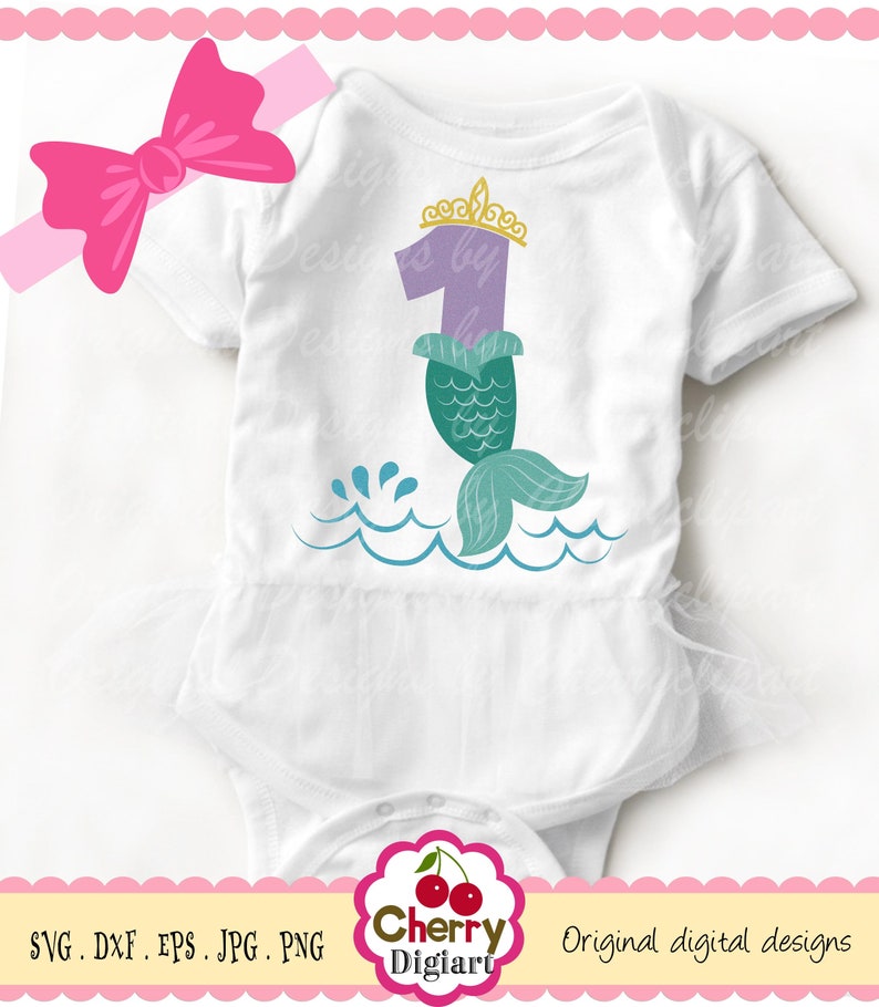 Mermaid Tail Number 1 Svg Dxf 1st Birthday Mermaid Svg - Etsy