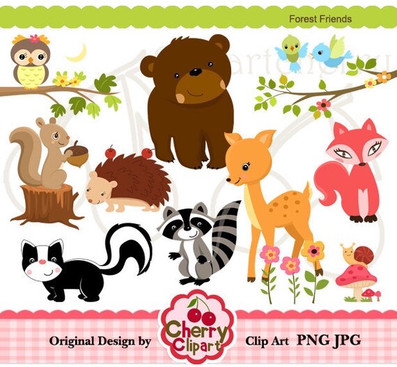 Forest Friends Digital Clipart Set For-personal and Commercial - Etsy