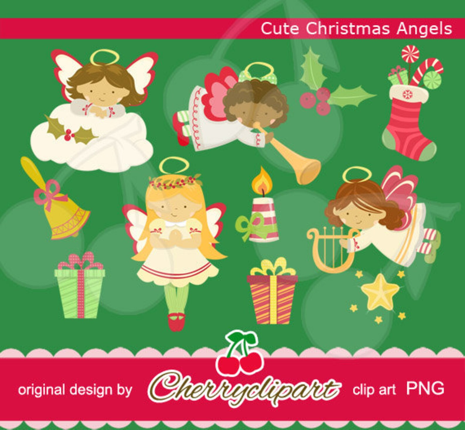 Cute Christmas Angel Digital Clipart-personal and Commercial - Etsy