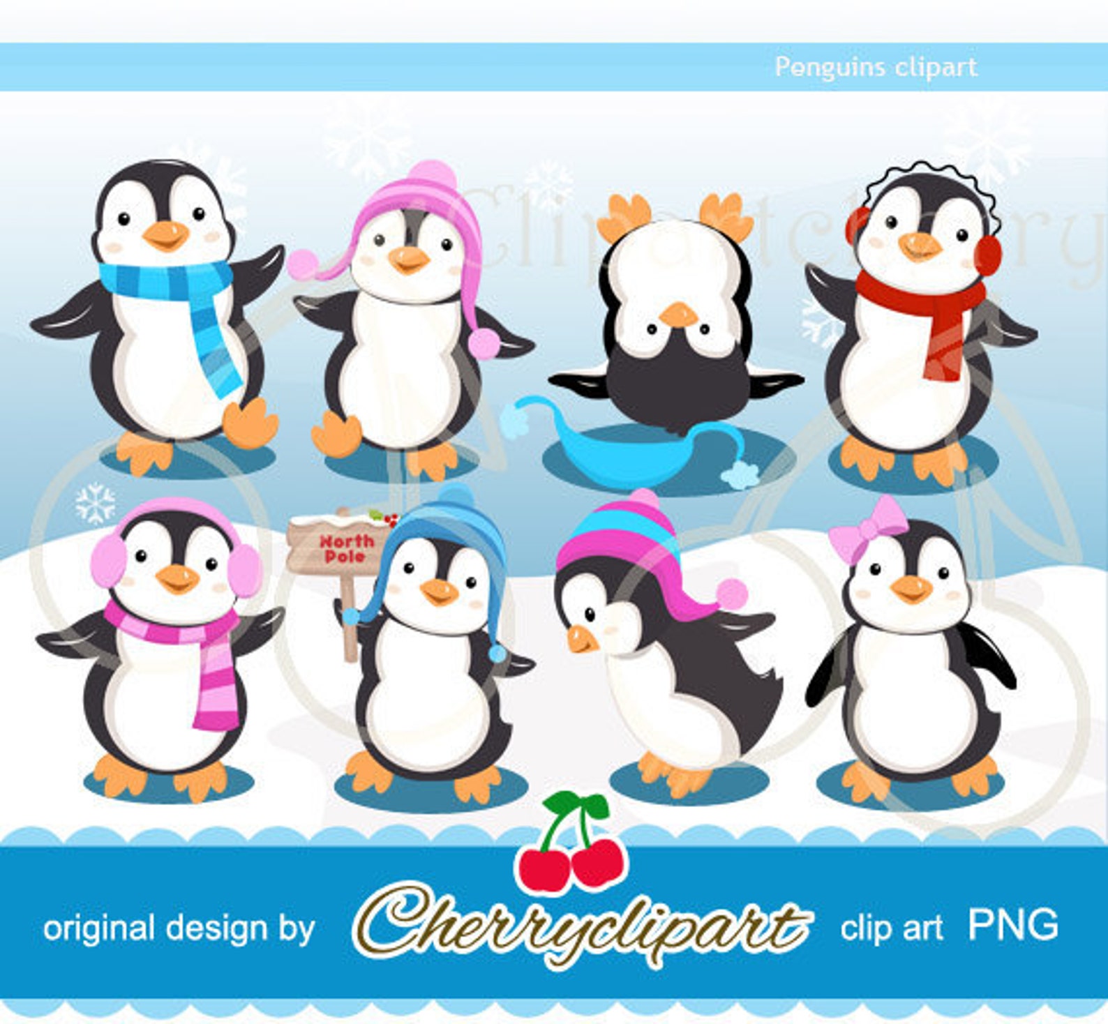 Cute Playful Penguins Digital Clipart For-personal and - Etsy