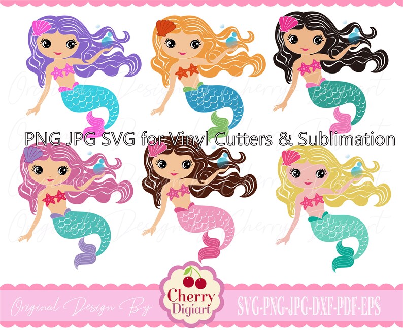 Mermaids Svg Png Bundle, Mermaid Clip Art, Mermaid Svg Dxf Silhouette ...