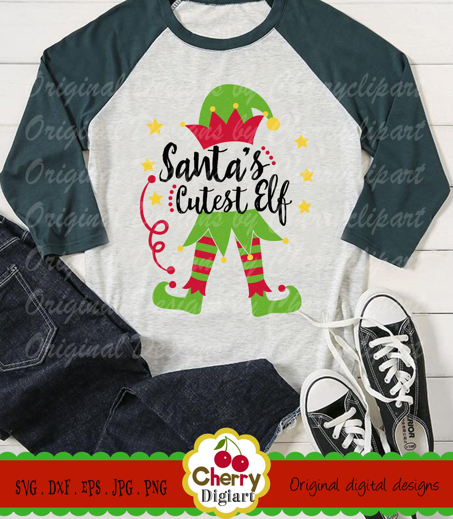 Christmas Elf Svg Santa's Cutest Elf Svg Silhouette & - Etsy