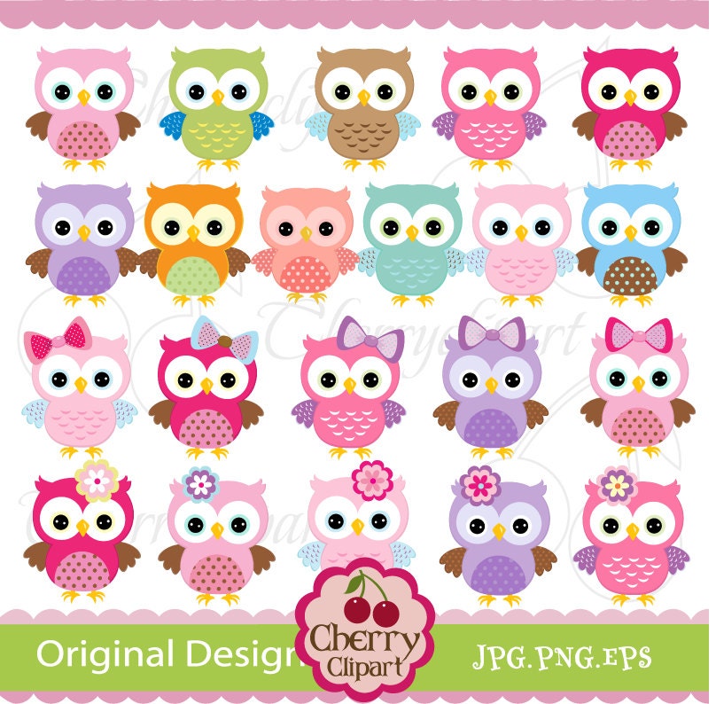 Cute Owls Digital Clipart Elements Set NO.AN022 - Etsy