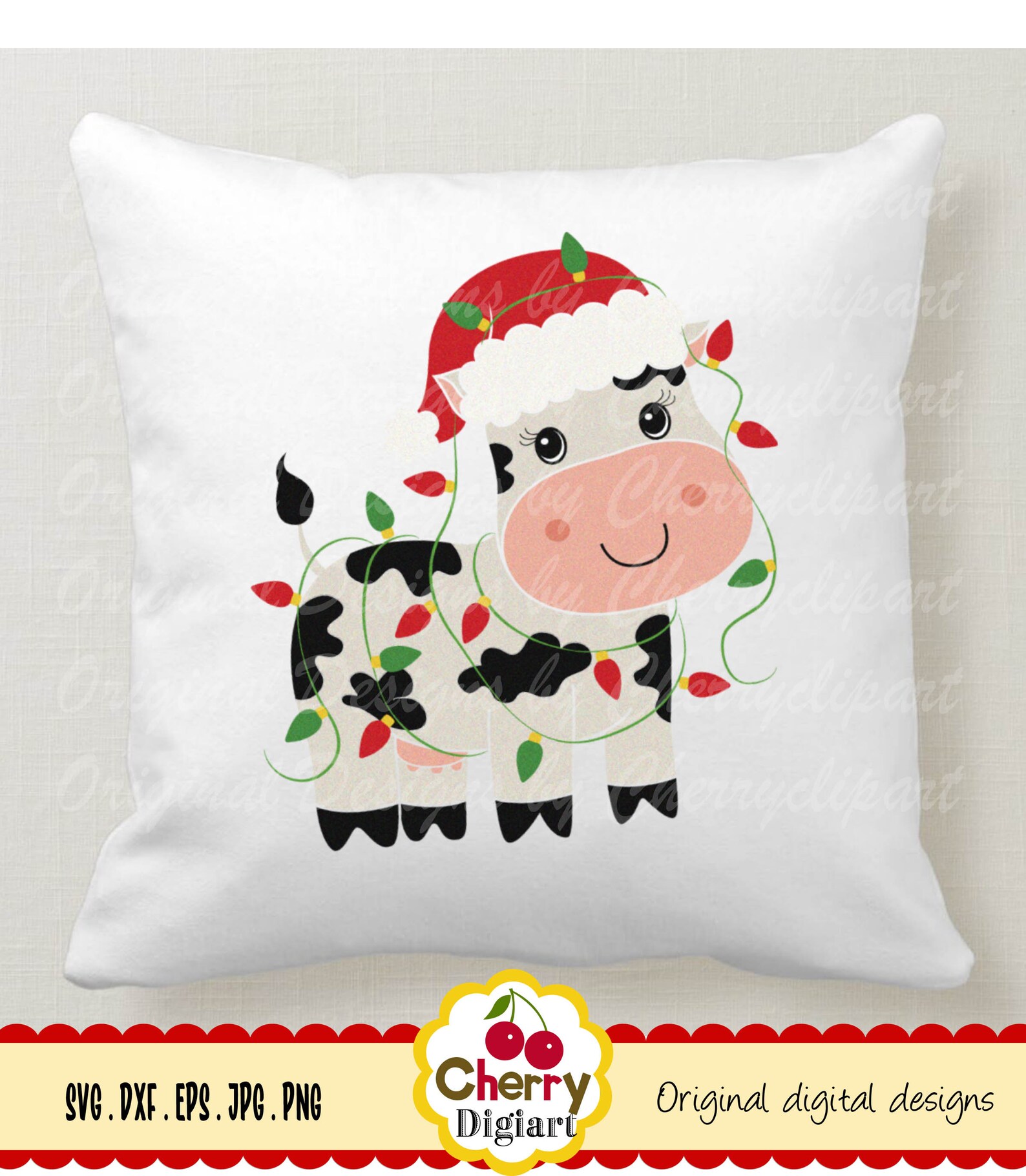 Christmas Cow Svg Cow With Christmas Lines Svg Jpg Png - Etsy