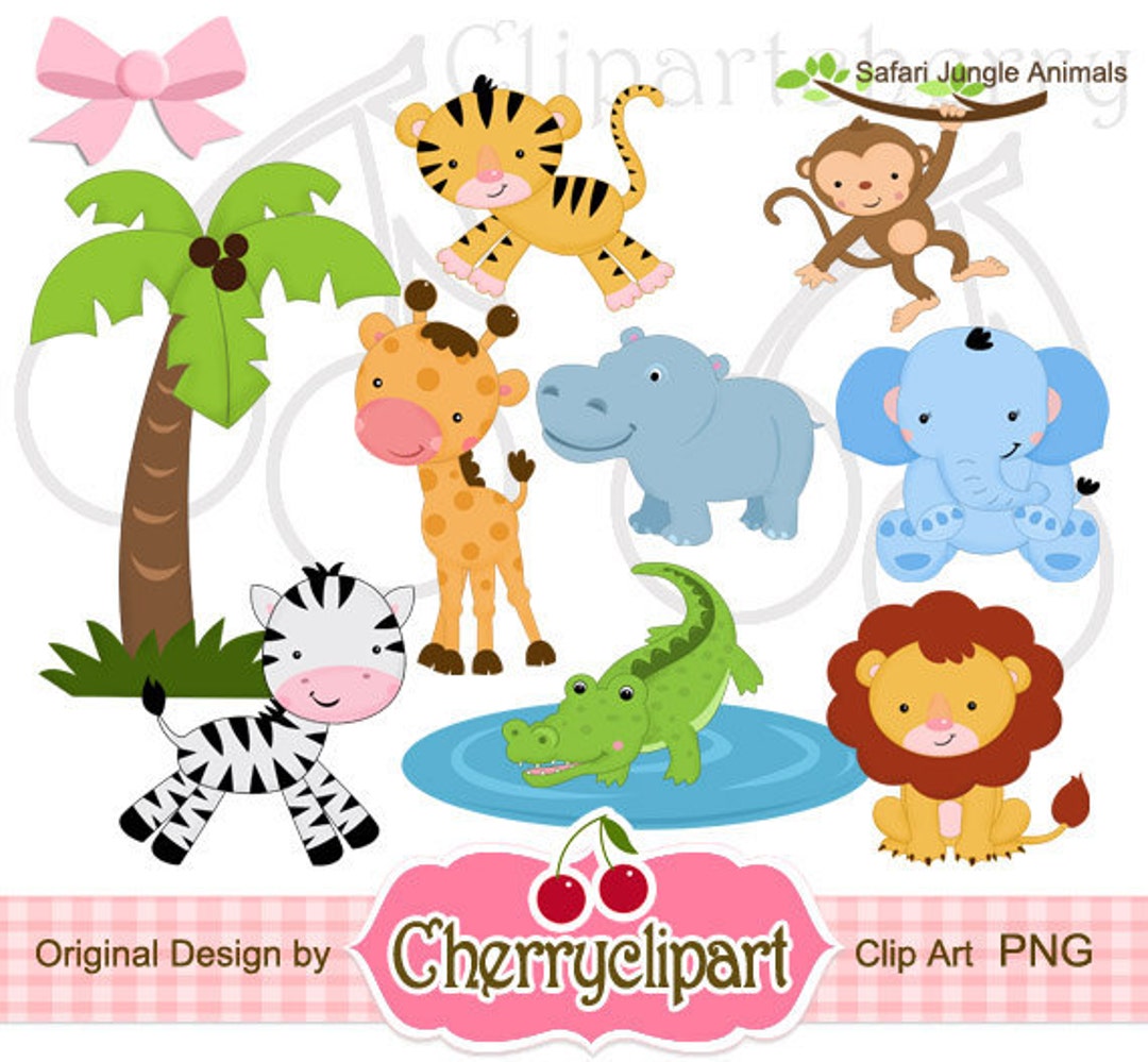 Safari Jungle Animals Digital Clipart Set For-personal and Commercial ...